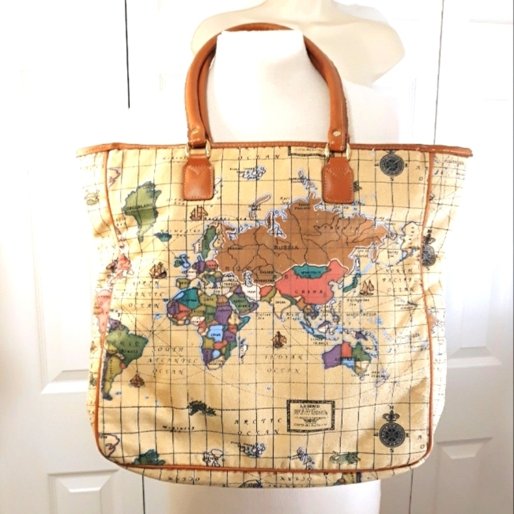 Rare Vintage 1994 Earth And World Print Map Shoulder … - Gem